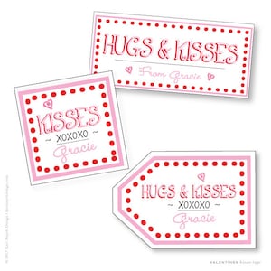 Valentines Day Kisses Gift Tags or Class Cards. Printable Downloads ...