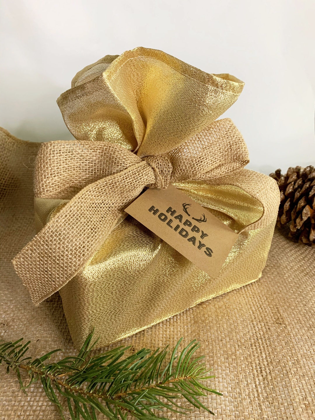 Gold Lame Fabric Gift Bag: Reusable Eco-friendly Wrap - Etsy UK