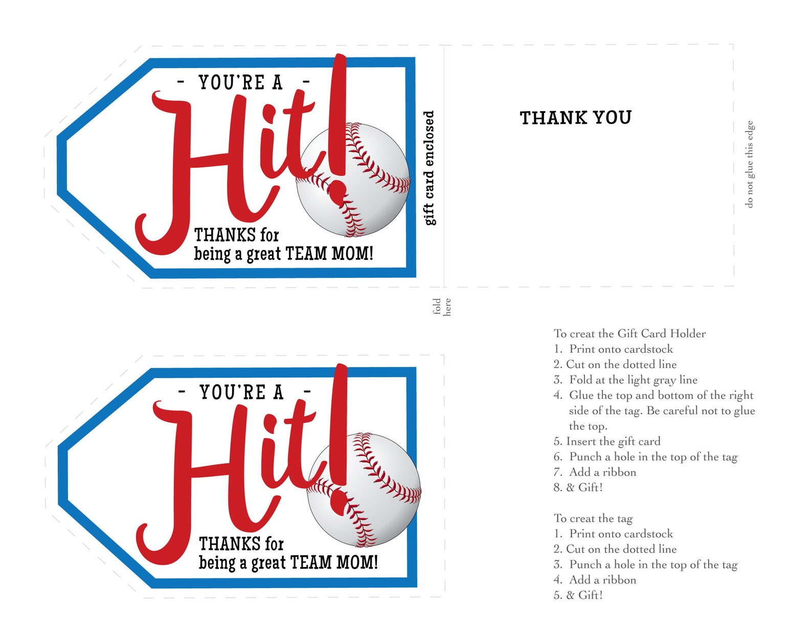 You're A Hit Baseball Gift Tag It Was a Ball Coach's - Etsy