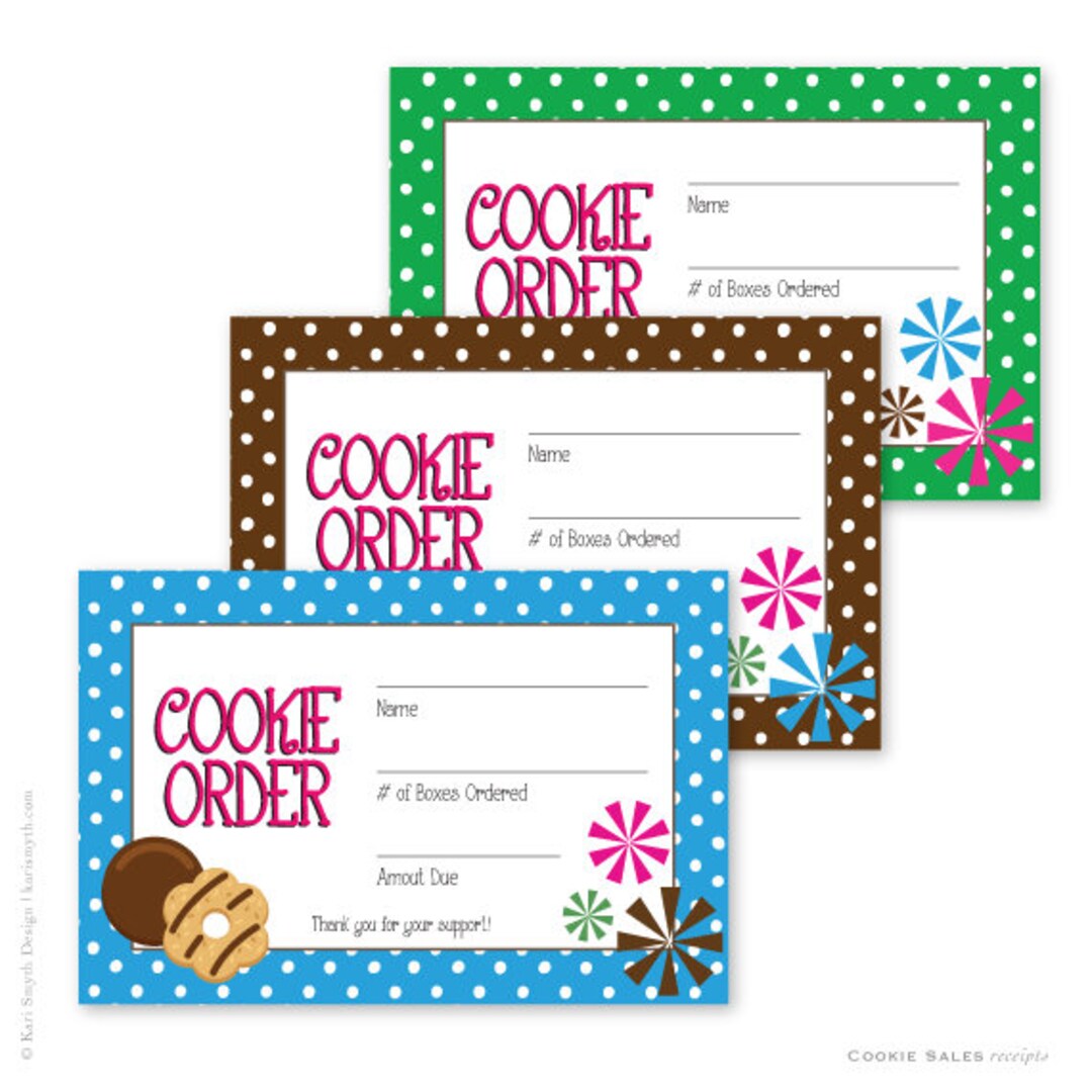 Cookie or Cookie Dough Sales Receipts. Polka Dot Printable Download ...