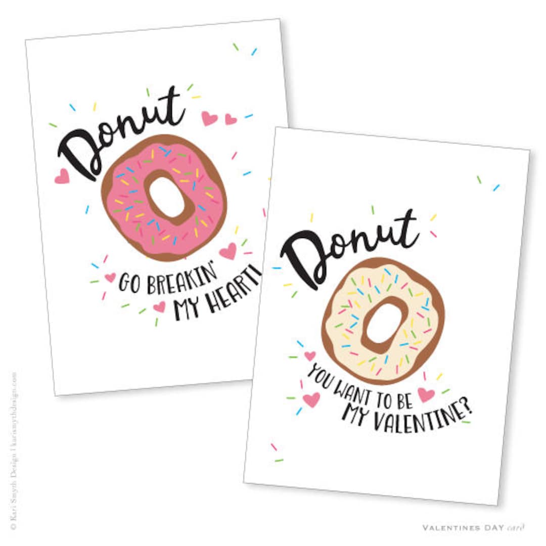 Donut Valentine's Day Cards, Printable Gift Card (PDF Download) - Etsy