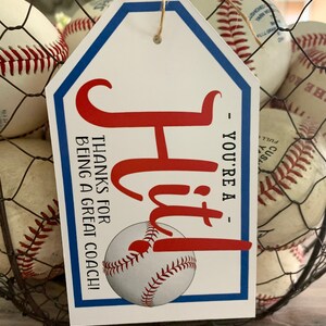 You're A Hit! Baseball Gift Tag It Was a Ball! Coach's Gift Tag Teacher ...