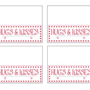 Valentines Day Kisses Gift Tags or Class Cards. Printable Downloads ...