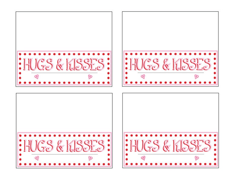 Valentines Day Kisses Gift Tags or Class Cards. Printable | Etsy