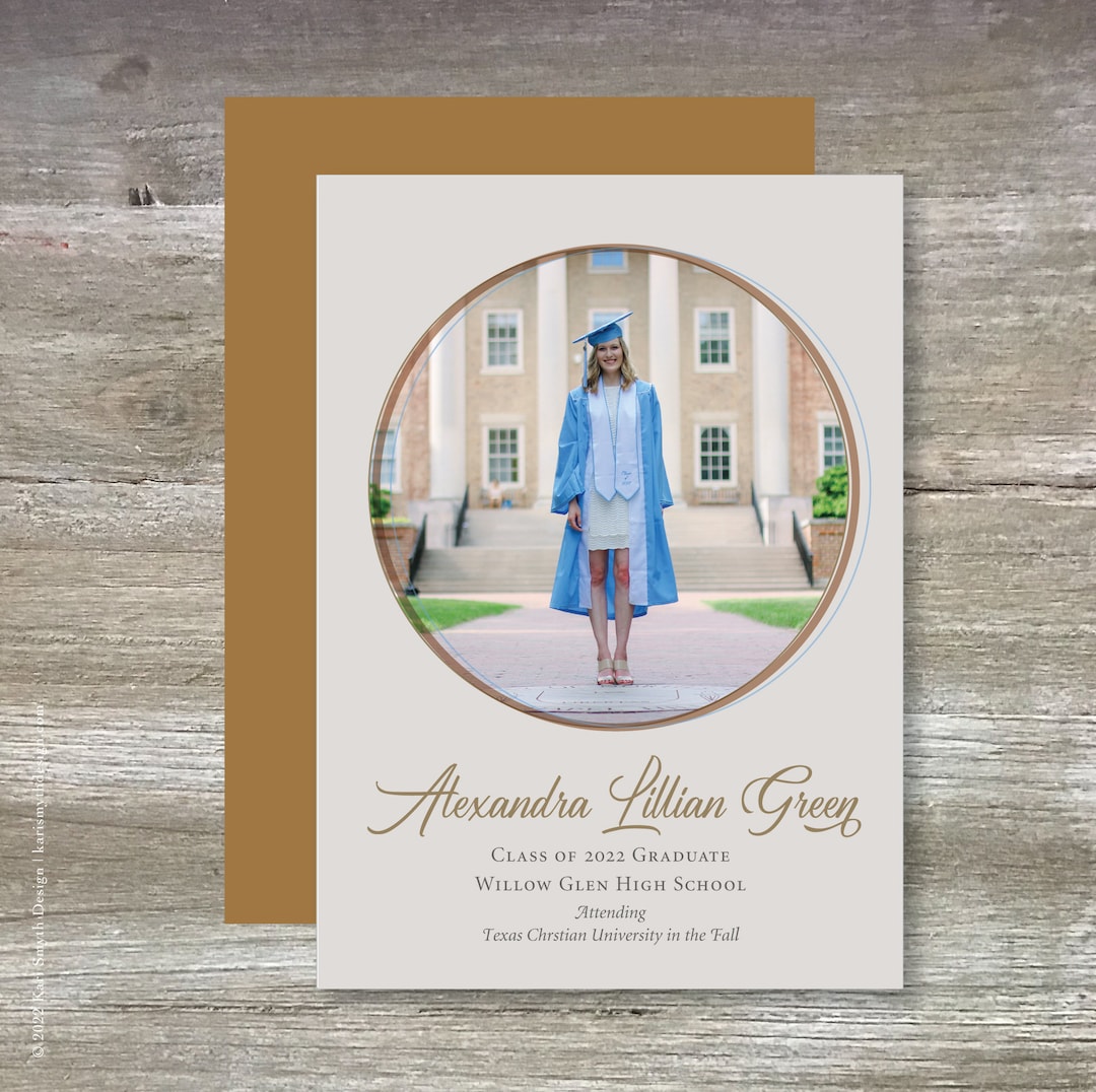 High School Graduation Announcement 5 X 7 Circle High School College ...