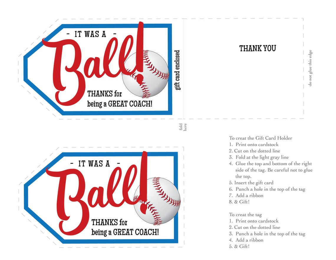 You're A Hit Baseball Gift Tag It Was a Ball Coach's - Etsy