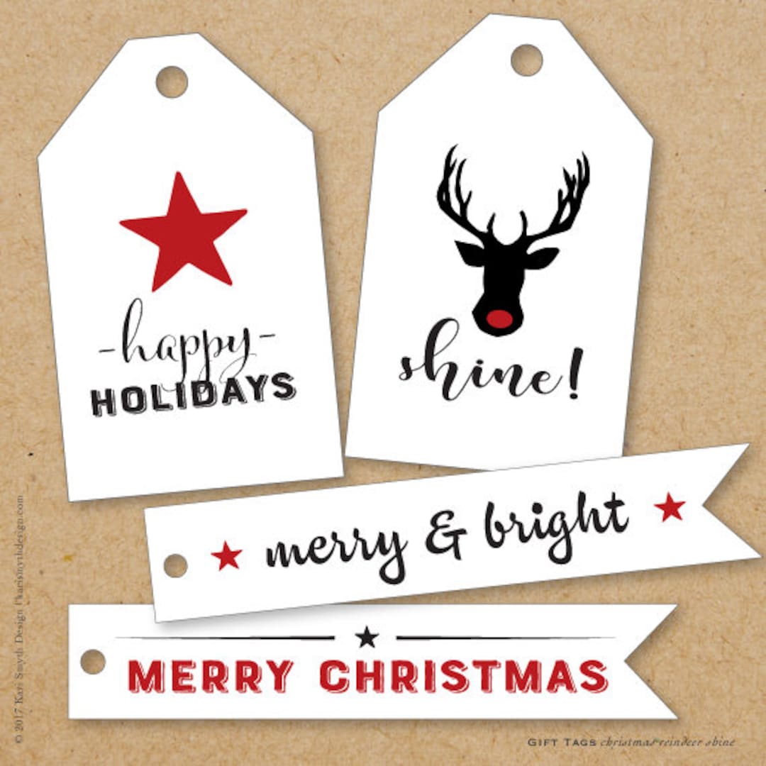 Country Christmas Gift Tag Holiday Gift Tag Rustic Reindeer - Etsy