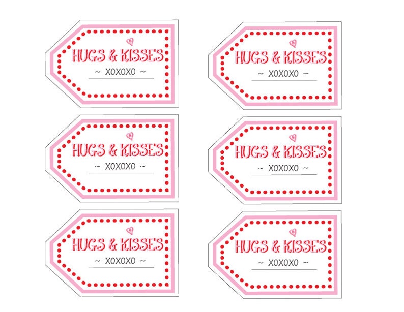 Valentines Day Kisses Gift Tags or Class Cards. Printable - Etsy