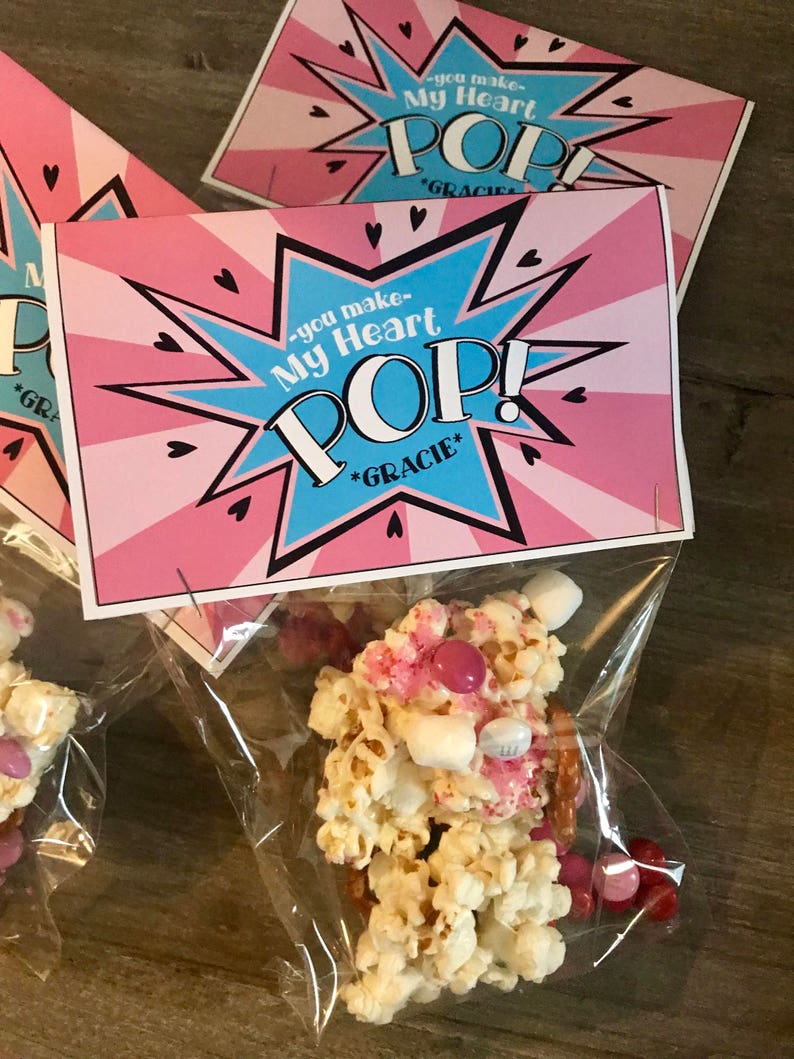 Valentines Day You Make My Heart Pop Popcorn Gift Tags. - Etsy