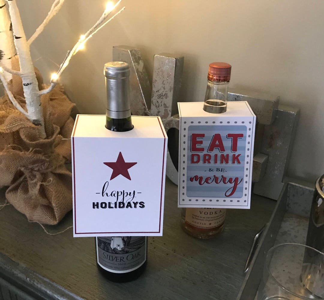 Christmas Cocktail or Christmas Wine Bottle Tags. Perfect for Hostess ...