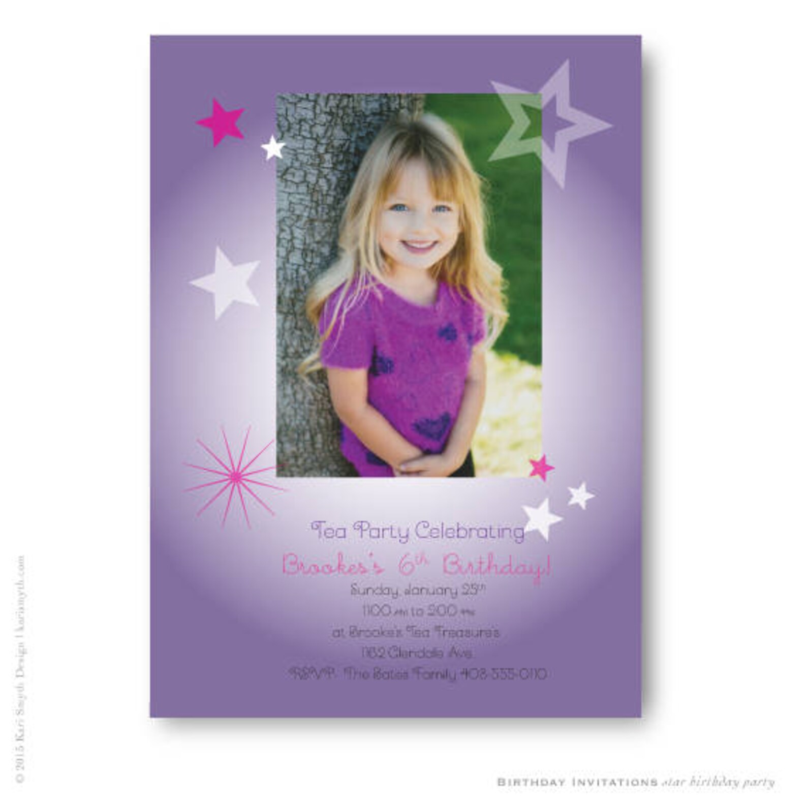 Super Star Sparkle: Birthday Party Photo Card Invitations. | Etsy