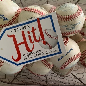 You're A Hit! Baseball Gift Tag It Was a Ball! Coach's Gift Tag Teacher ...