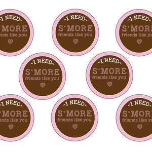 Valentines Day S'more Friends Gift Tags or Class Cards. Printable ...