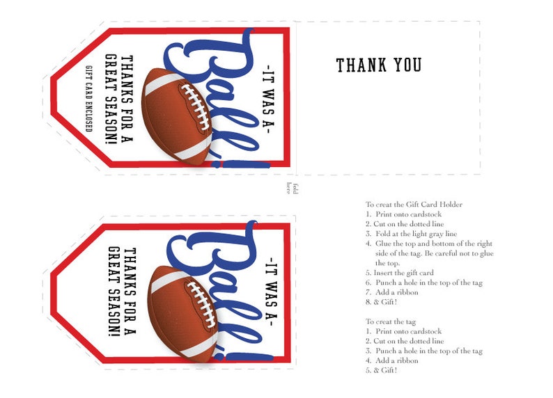 Football Coach Gift Tag Football Gift Tag Football Coach Gift - Etsy