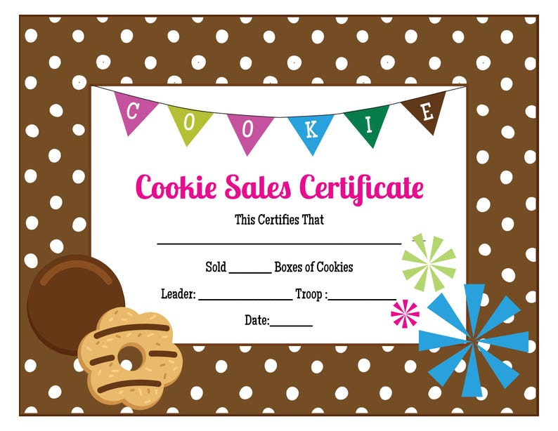 Scout Cookie Sales Award Certificate. Personalizable Printable ...