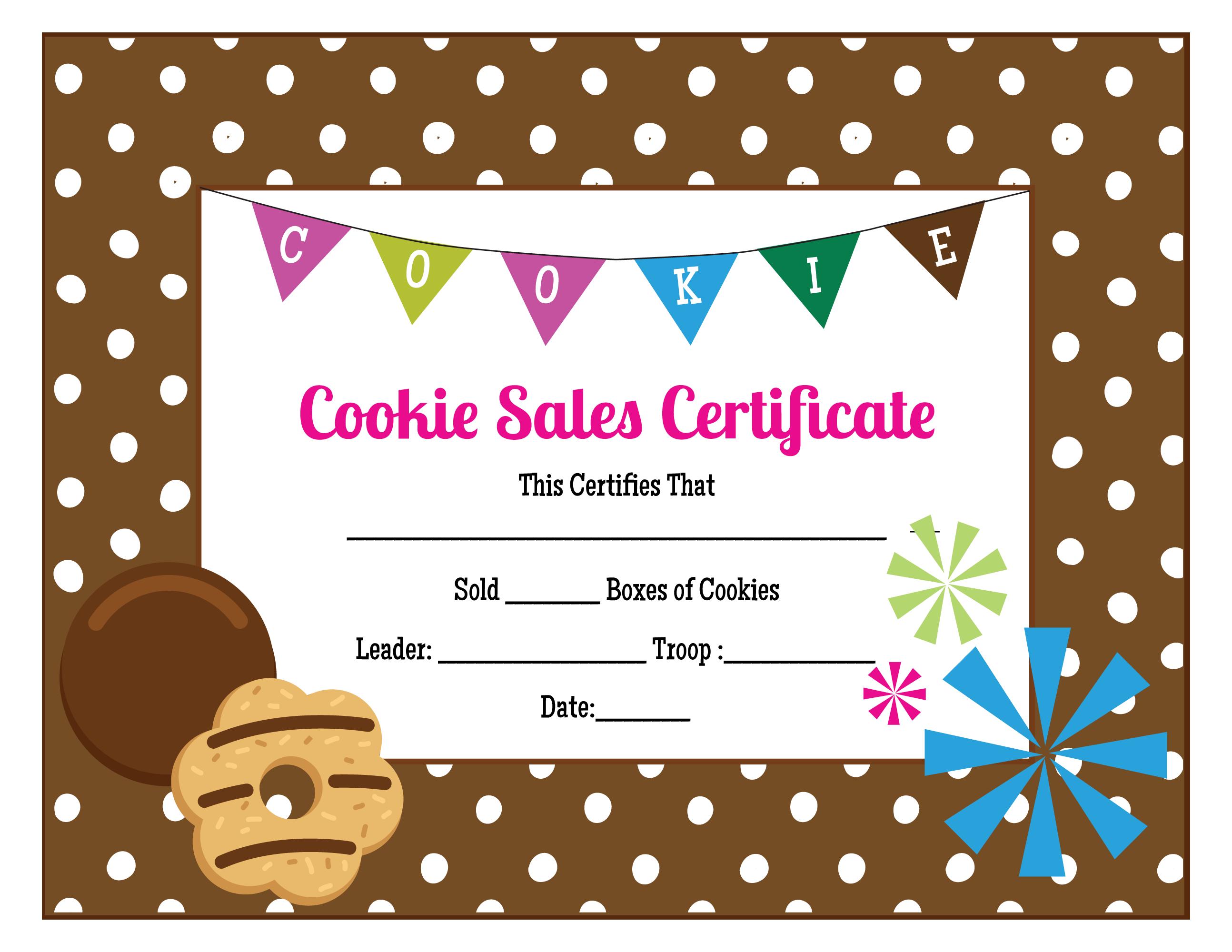 Scout Cookie Sales Award Certificate. Personalizable Printable ...
