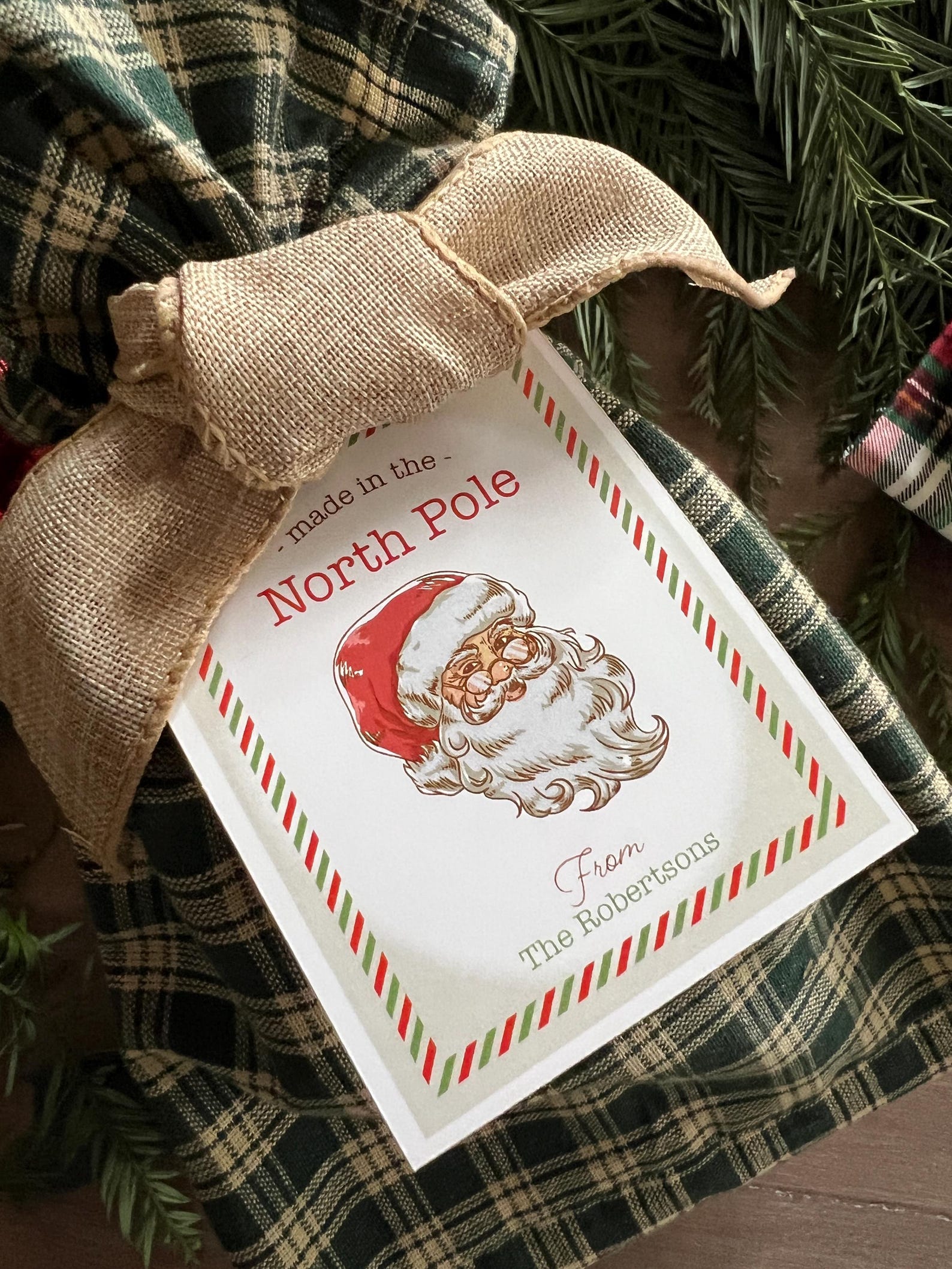 Christmas Gift Tag - Personalized, Santa Made in the North Pole, Red ...