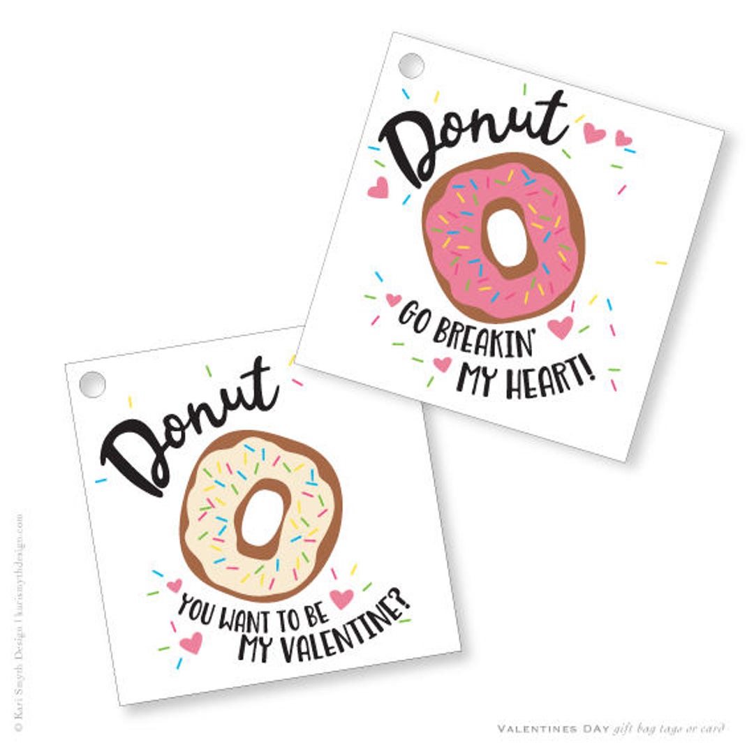 Donuts Valentines Day Gift Tag Donut You Want to by My Valentine ...