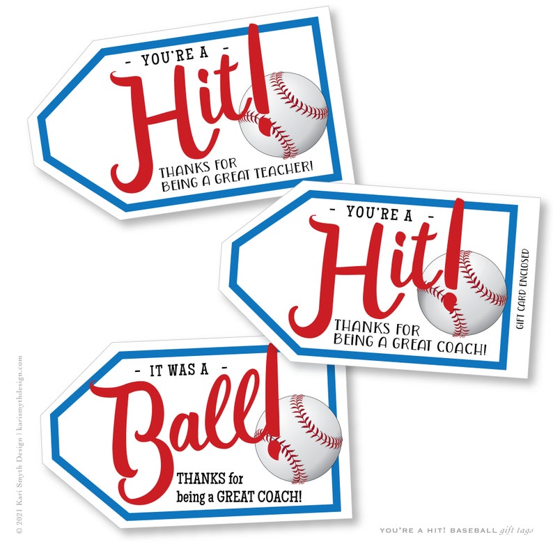 You're A Hit Baseball Gift Tag It Was a Ball Coach's - Etsy