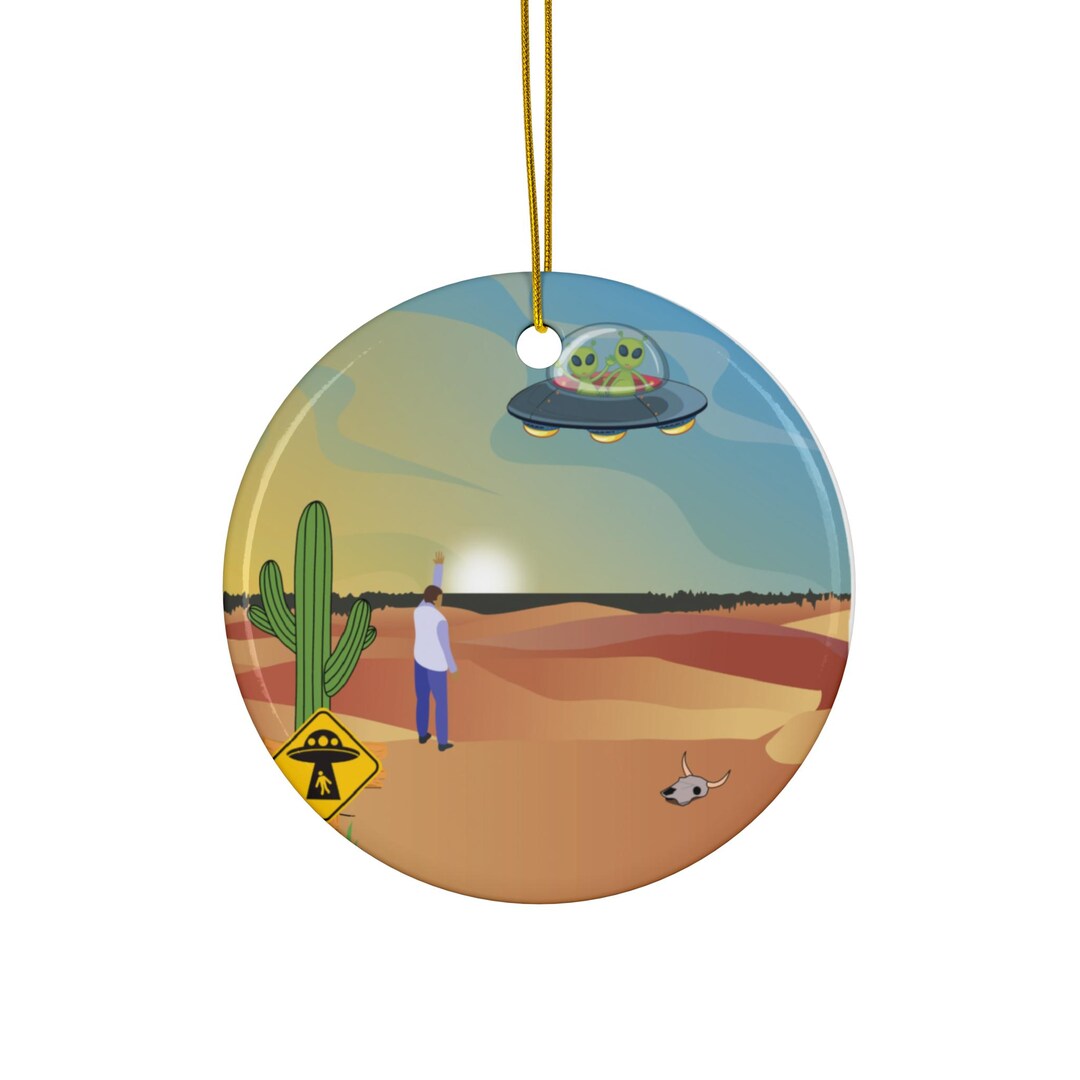 Ceramic Ornament, Desert UFO Alien Abduction, X Files Christmas ...