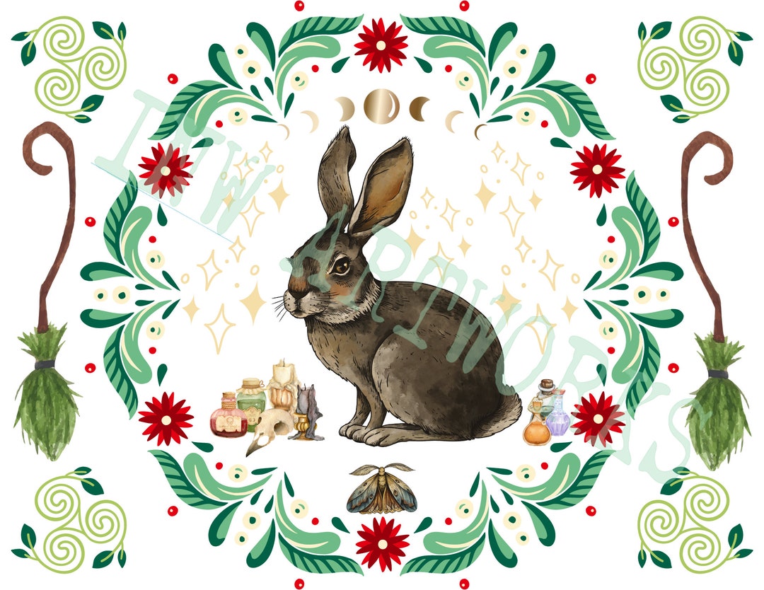 RABBIT, PAGAN WREATH, Witch, Svg, Png, Jpg, Renn Faire, Medieval, for ...
