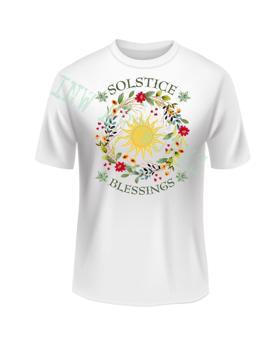 SOLSTICE BLESSINGS, Summer Solstice Graphic for Sublimation, Floral ...