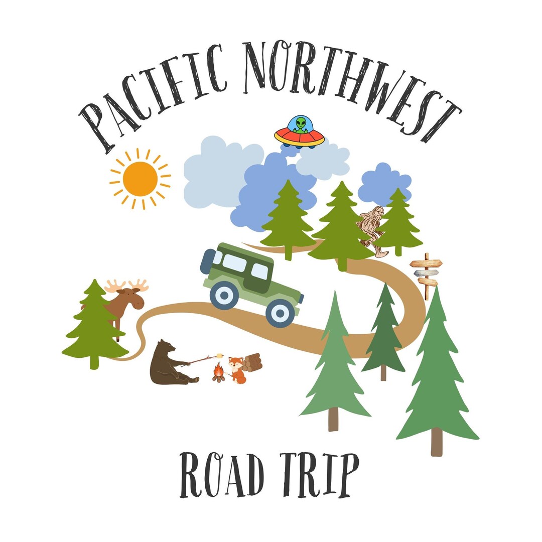 Pacific Northwest Road Trip Graphic for Sublimation, PNW Jeep Bigfoot ...