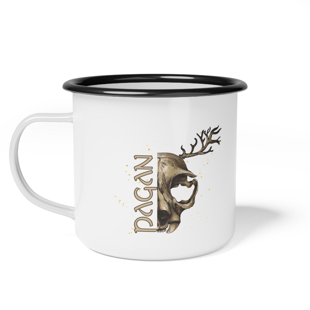 PAGAN ENAMEL MUG | Skull & Antlers Design, Witchy Outdoor Drinkware ...