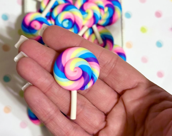Rainbow Swirl Lollipop, Fake Candy, Lollipop Flatback, Lollipop ...