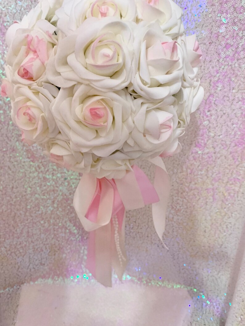 White Rose Ball Kissing Ball Wedding Decor Flower Girl - Etsy