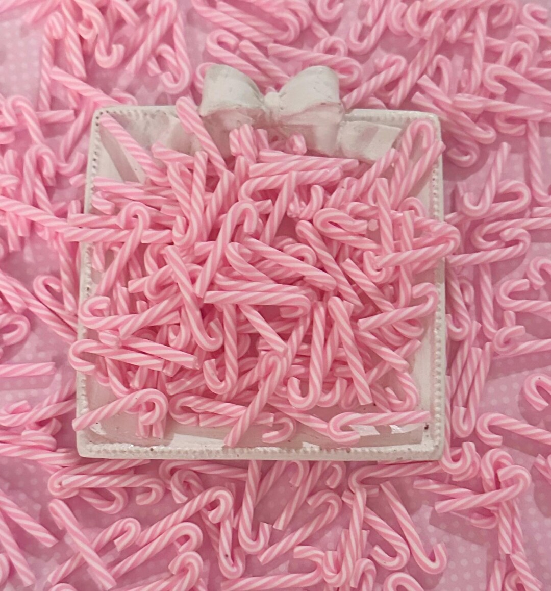 Fake Mini Pink Candy Canes, Polymer Clay Candy Canes, Set of 10 - Etsy