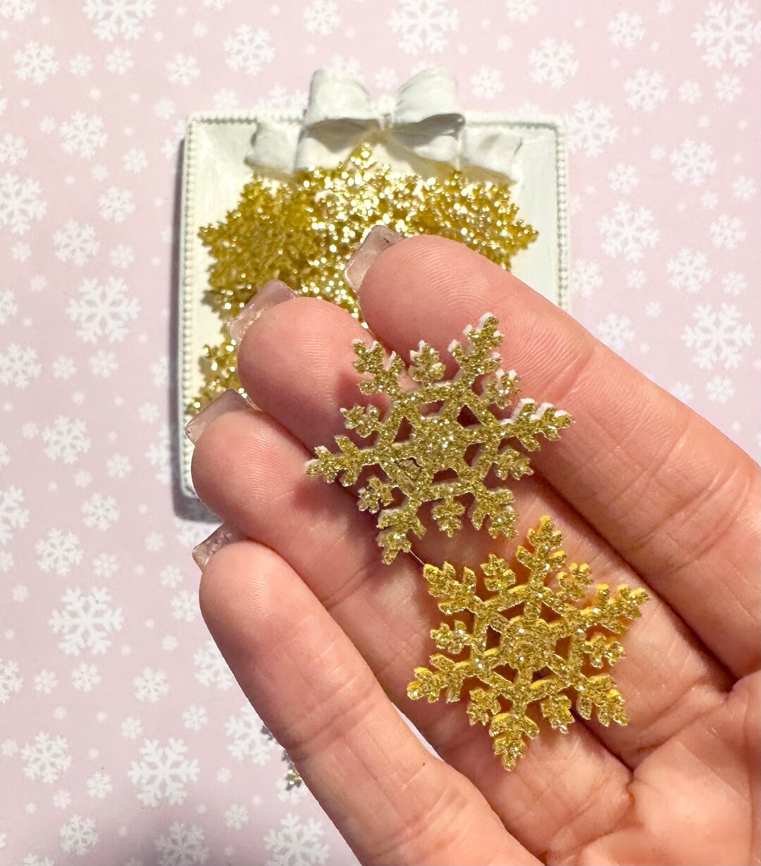 Gold Glitter Snowflake Appliqués, Gold Snowflake Embellishments, Set of ...