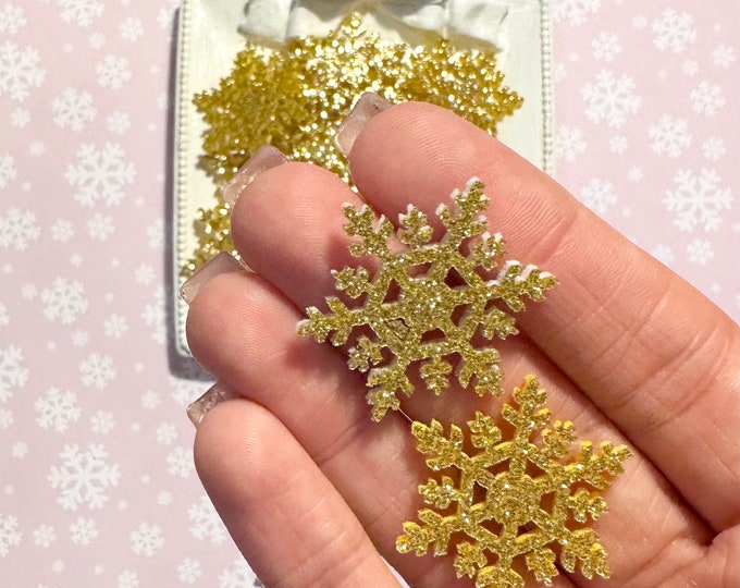Gold Glitter Snowflake Appliqués, Gold Snowflake Embellishments, Set of ...
