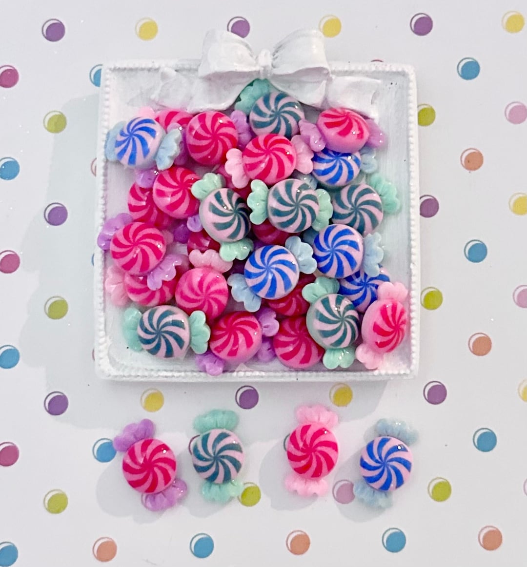 Fake Candy Cabochons, Fake Pastel Candy, Wrapped Swirl Candies, Set of ...