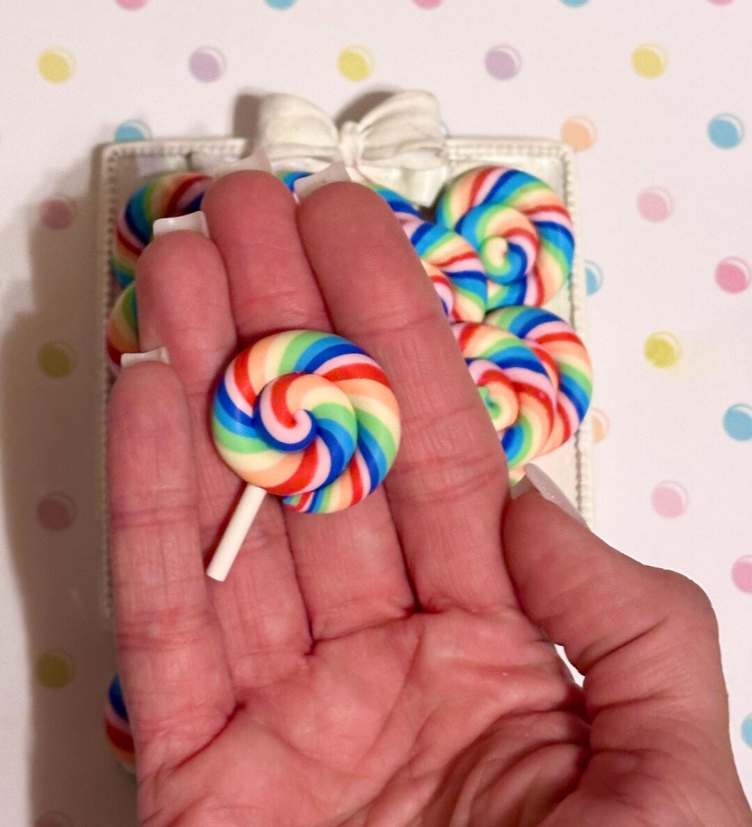 Fake Rainbow Lollipops, Rainbow Swirl Lollipop, Lollipop Cabochon Set ...