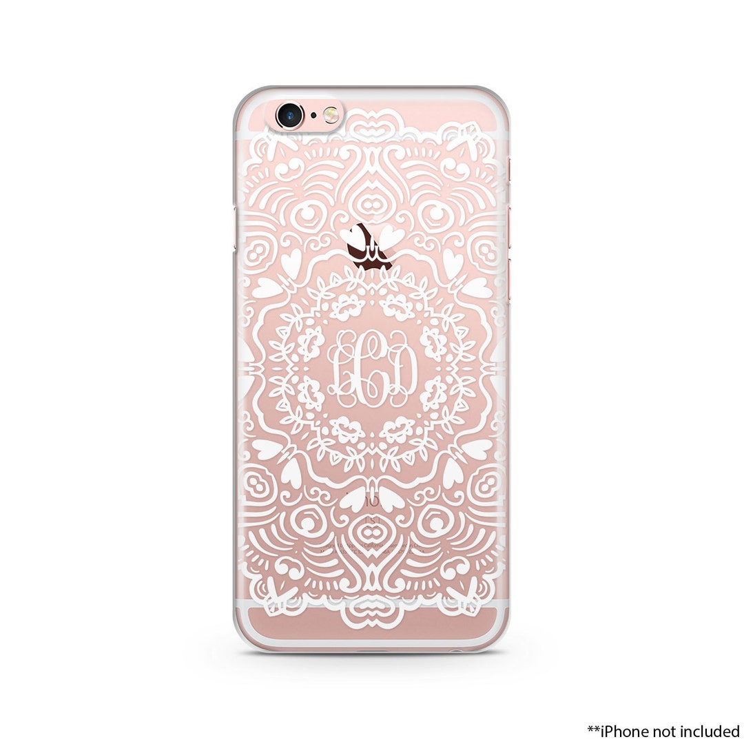 Monogrammed White Henna iPhone Case Clear Mandala Design Transparent ...