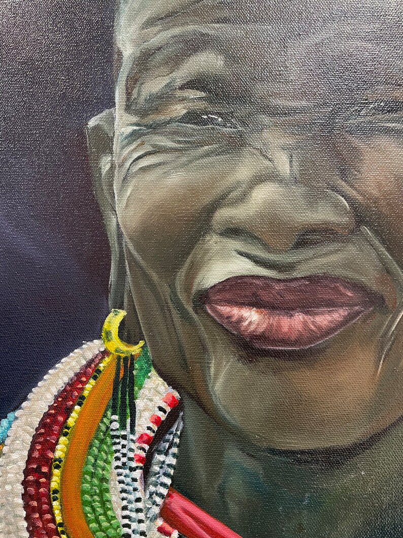 Original Oil Painting on Canvas Ol Malo Samburu Woman Kenya Africa ...