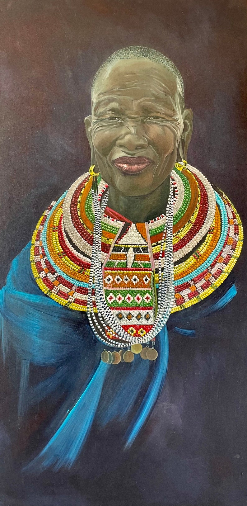 Original Oil Painting on Canvas Ol Malo Samburu Woman Kenya Africa ...