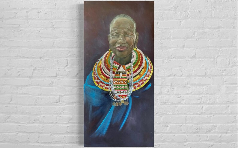 Original Oil Painting on Canvas Ol Malo Samburu Woman Kenya Africa ...