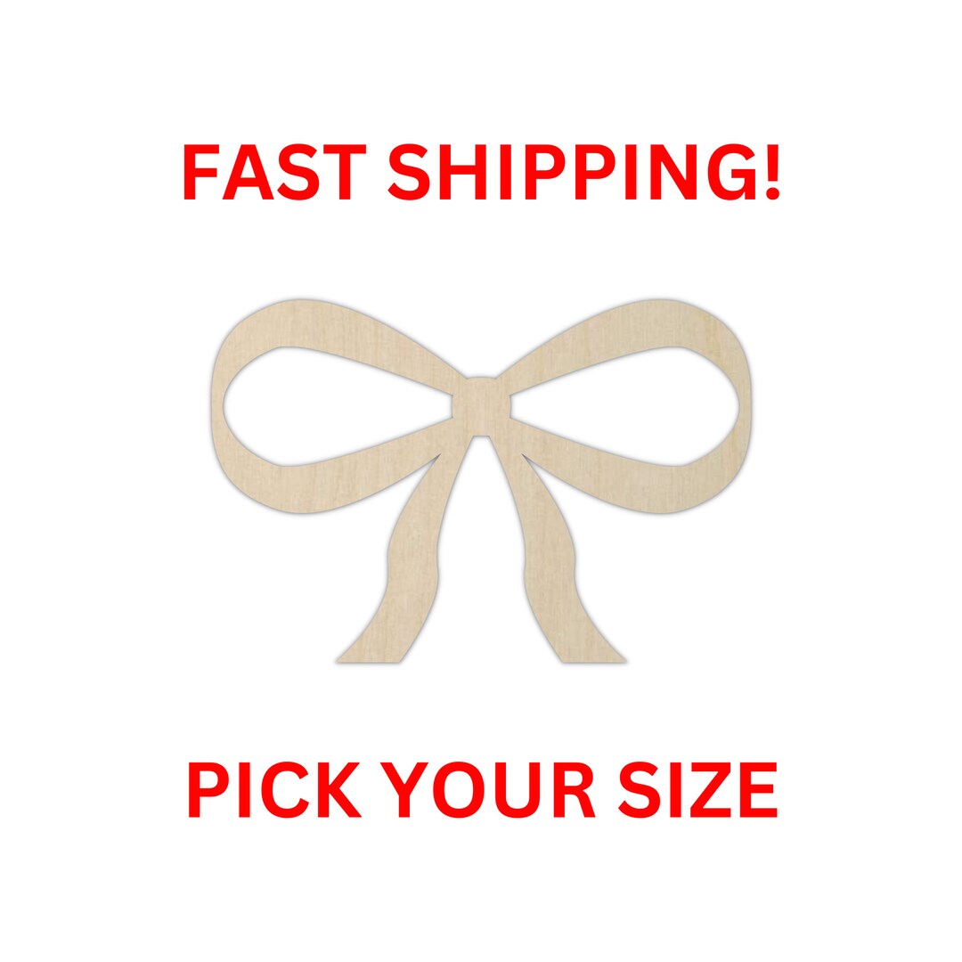 Unfinished Wooden Bow Shape 03 | Bow Wood Cutout Shape | Laser Cut ...