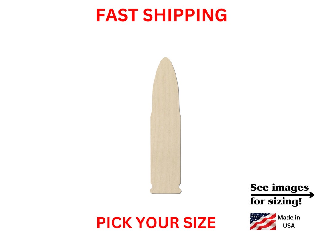 Unfinished Wooden Ammo Bullet Shape | Bullet Blank Cutout | Craft ...