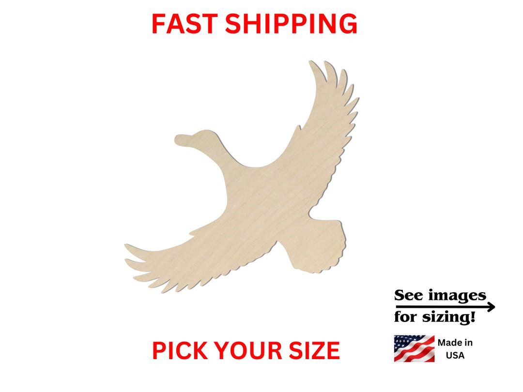Unfinished Wooden Duck Shape | Flying Duck Wood Cutout Shape | Laser ...