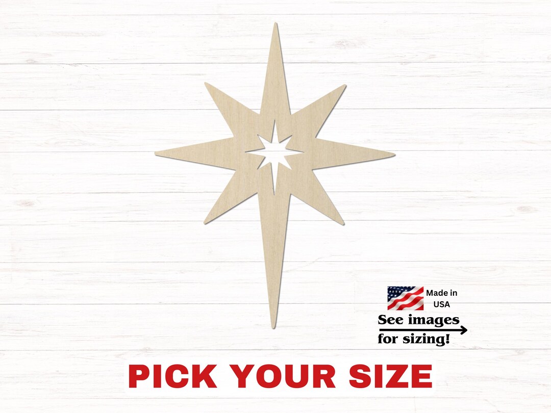 Unfinished Wooden North Star Shape 03 | DIY Craft Blank | Craft ...