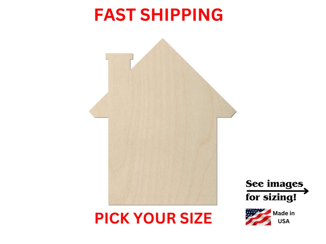 Unfinished Wooden House Shape | House Wood Cutout | Craft Supplies ...