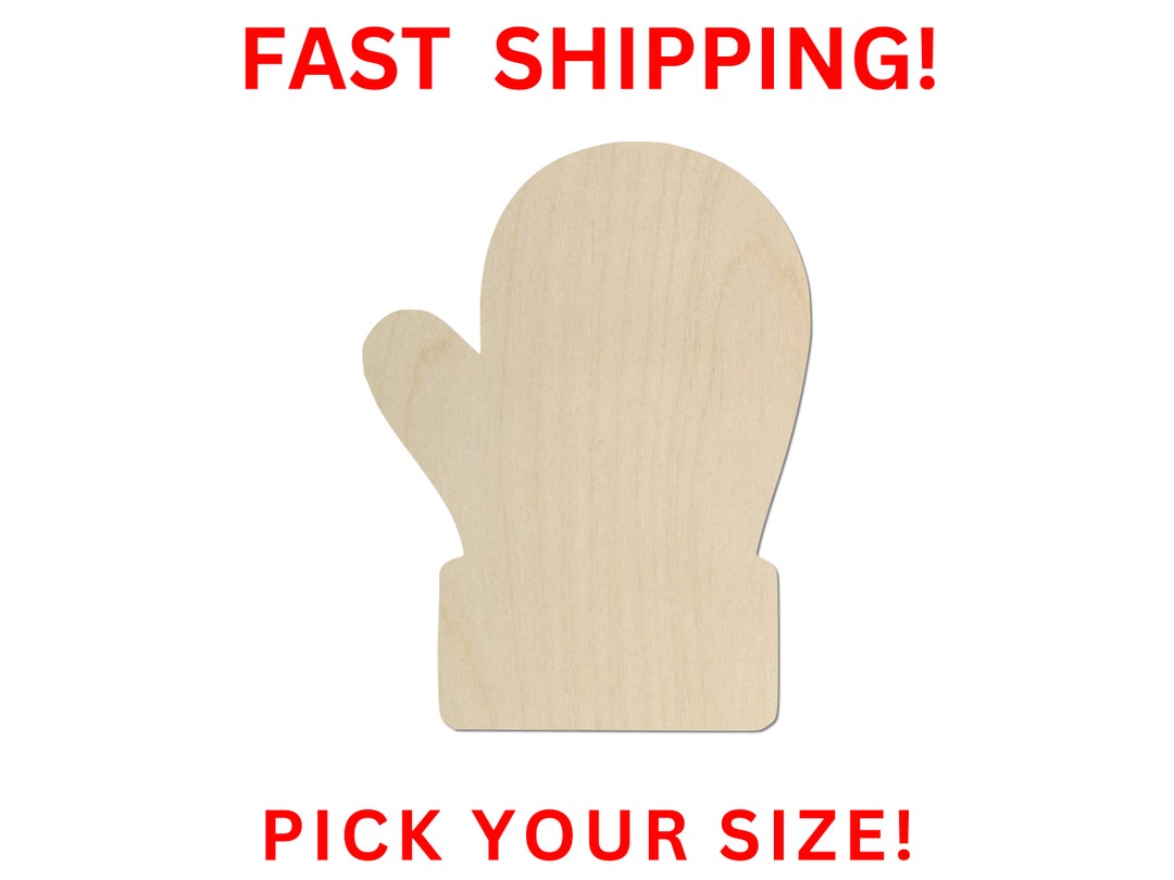 Unfinished Wooden Mitten Shape 02 | Winter Mitten Cutout | Craft ...