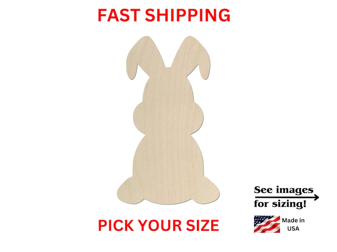 Unfinished Wooden Bunny Rabbit Shape | Bunny Rabbit Wood Cutout Shape ...