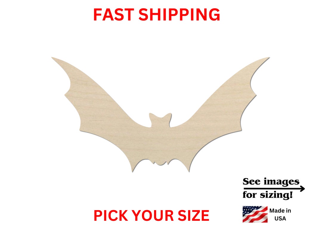 Unfinished Wooden Bat Shape 11 | Halloween Bat Cutout | Craft Supplies ...
