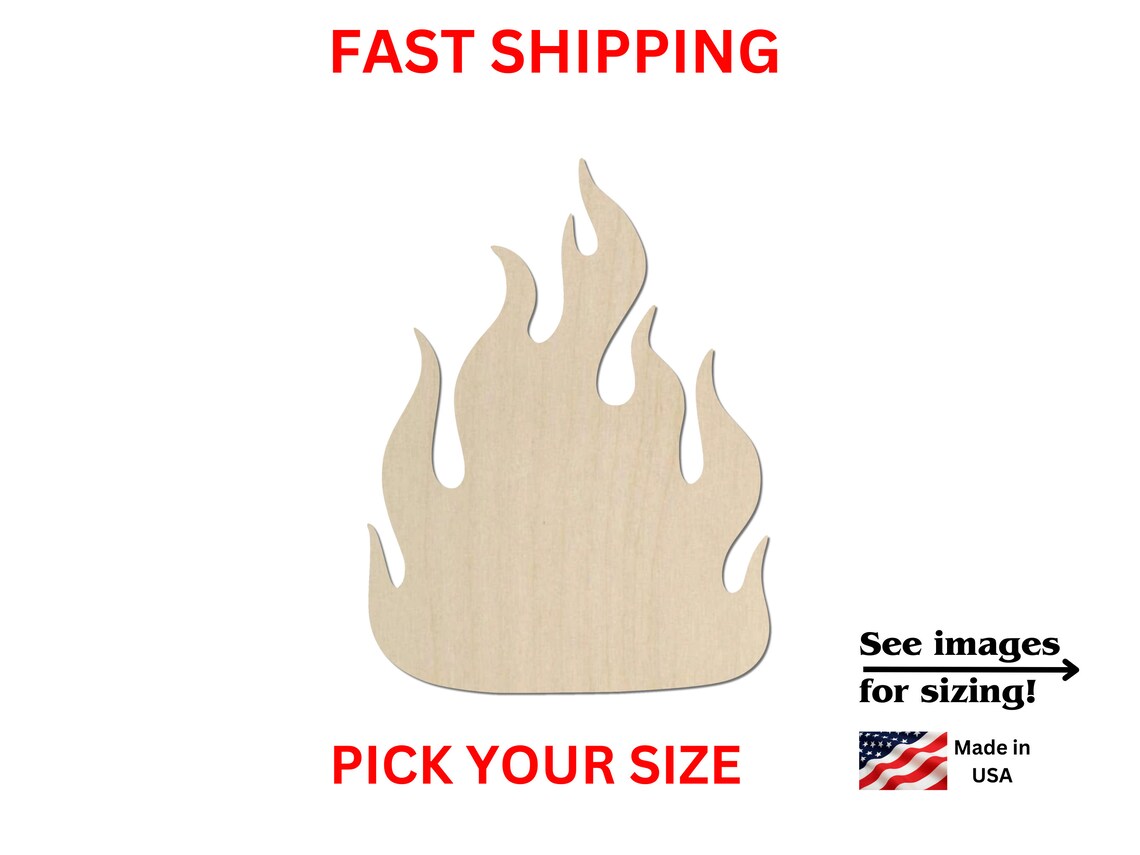 Unfinished Wooden Fire Shape | Camping Fire Cut Out | Craft Supplies ...