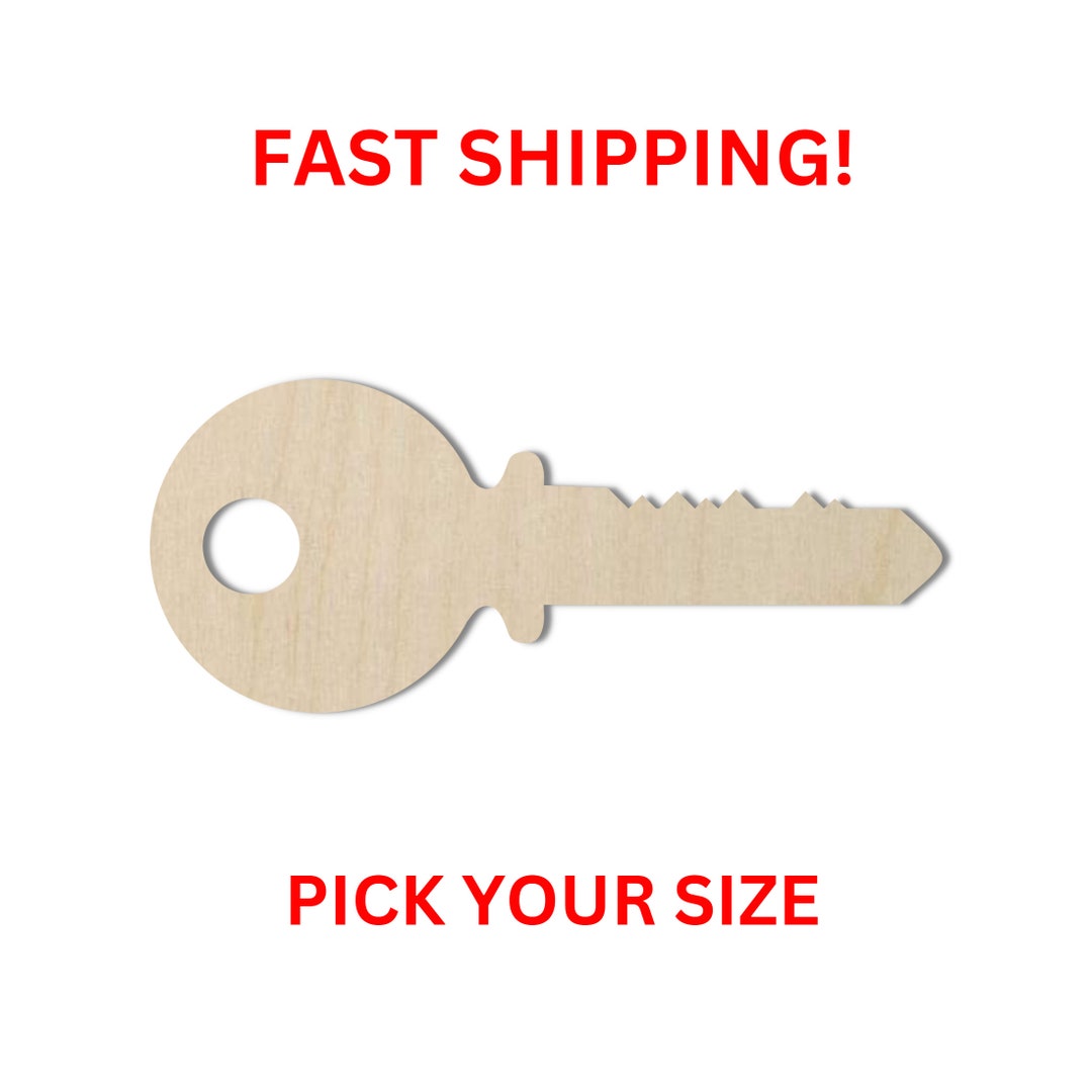 Unfinished Wooden Key Shape Key Wood Shape Wood Craft Supplies Blank ...