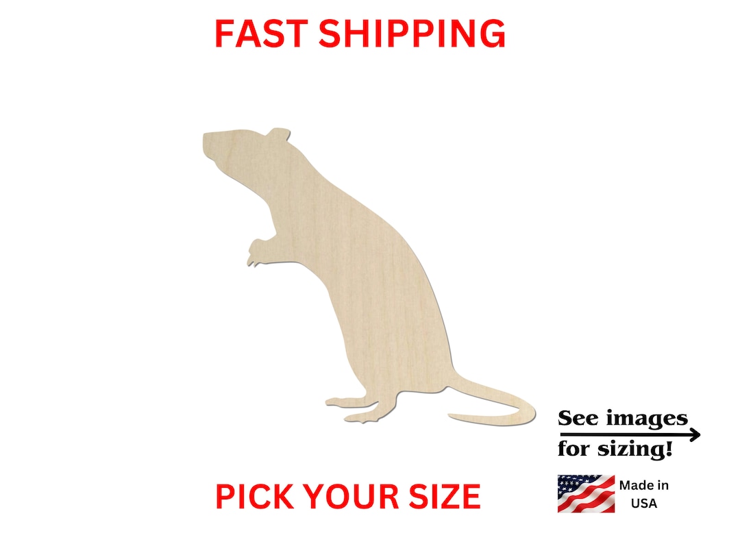 Unfinished Wooden Rat Shape | Rodent Rat Mouse Wood Cutout Shape ...
